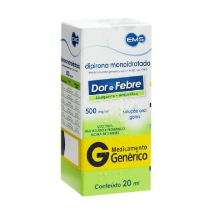 DIPIRONA SODICA 500 MG/ ML (GEN) FR 20 ML GOTAS