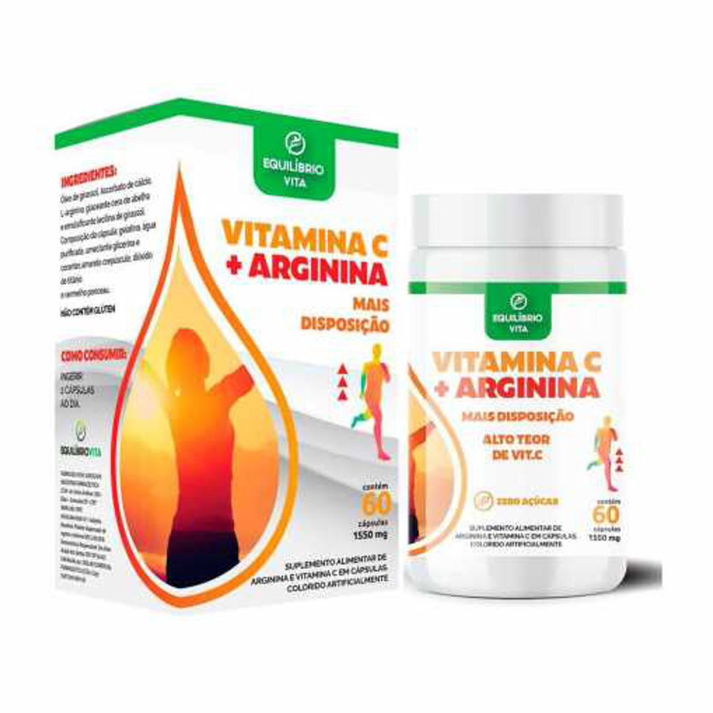 Vitamina C + Arginina 1100mg 60 Cápsulas Equilibrio Vita