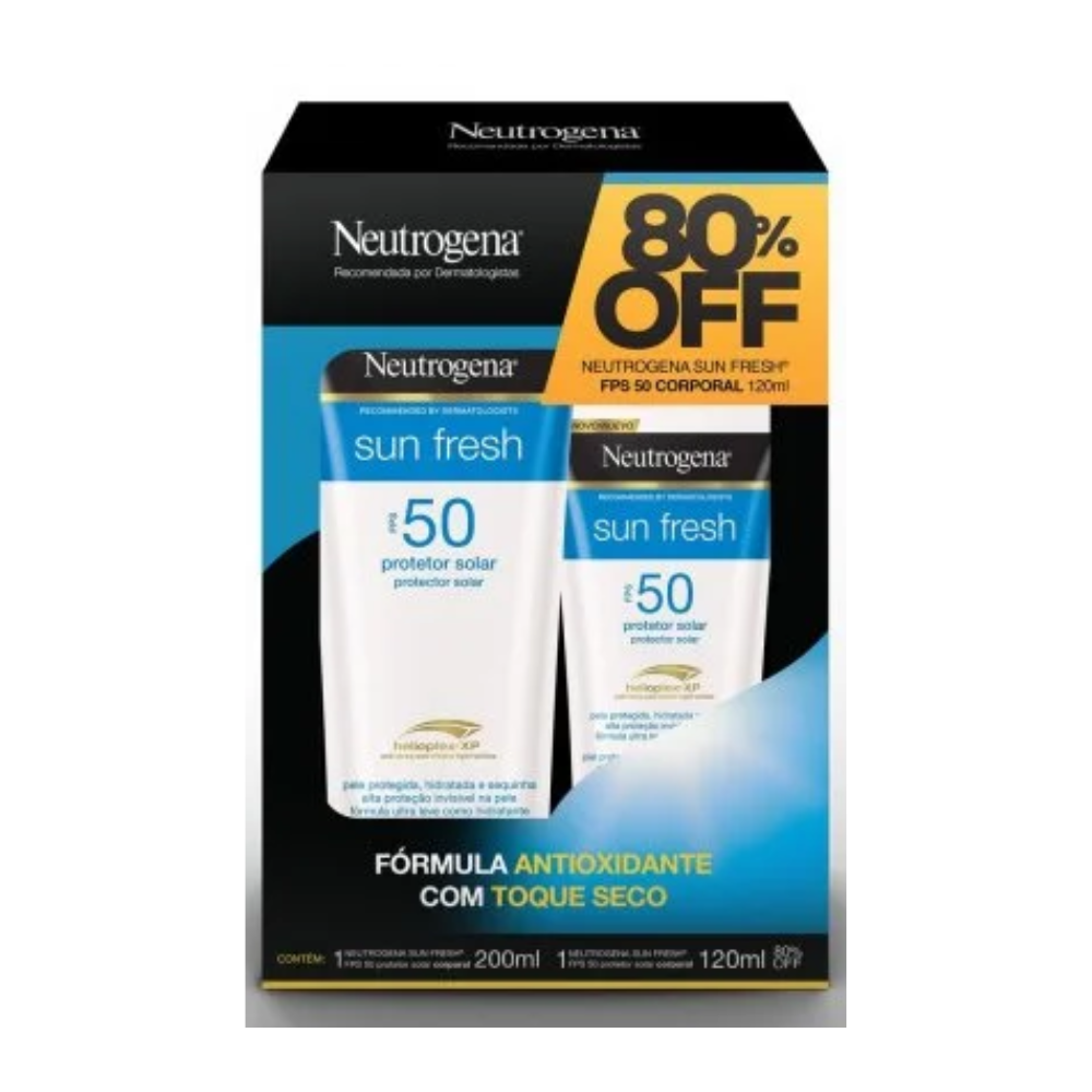 Kit Neutrogena 1 Sun Fresh FPS 50 200ml + 120ml Promopack com 80% OFF