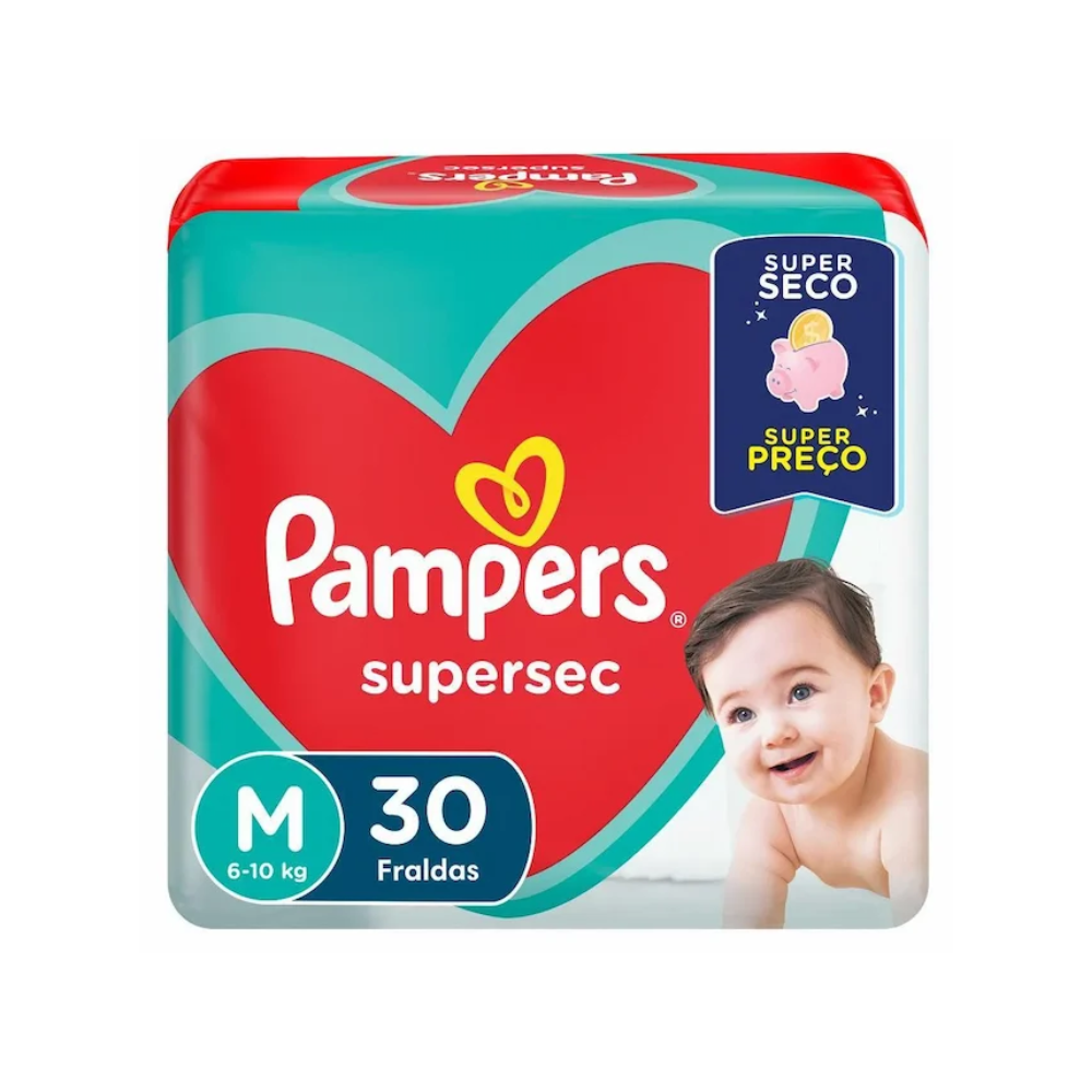 FRALDA PAMPERS SUPER SEC M C/30
